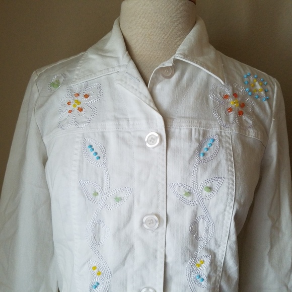 Koret | Jackets & Coats | Koret White Floral Embroidered Jacket | Poshmark